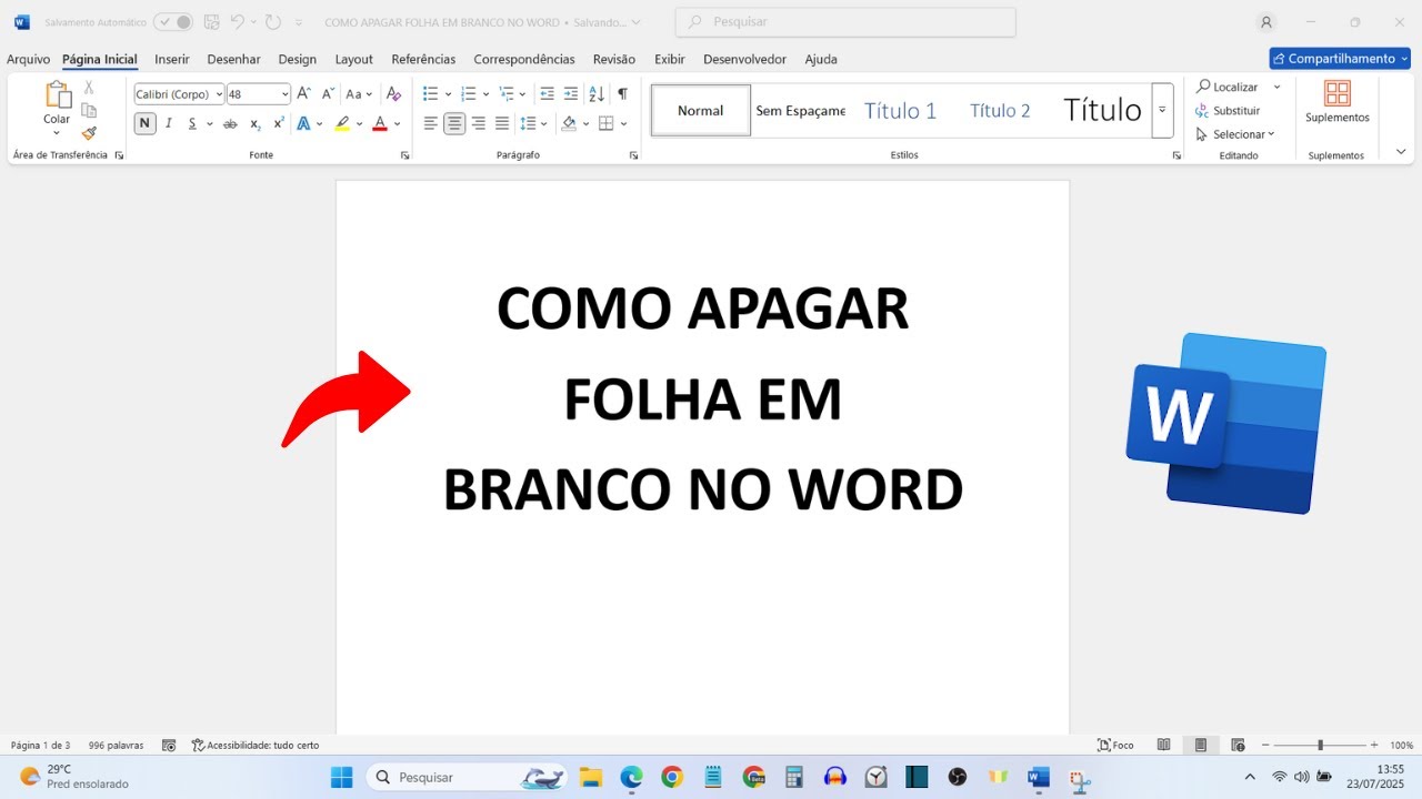 COMO APAGAR FOLHA EM BRANCO NO WORD [PASSO A PASSO] - YouTube