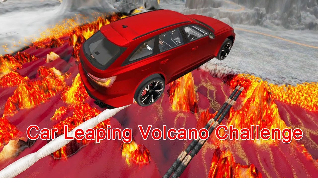 Car Leaping Volcano Challenge,beamNG drive car - YouTube