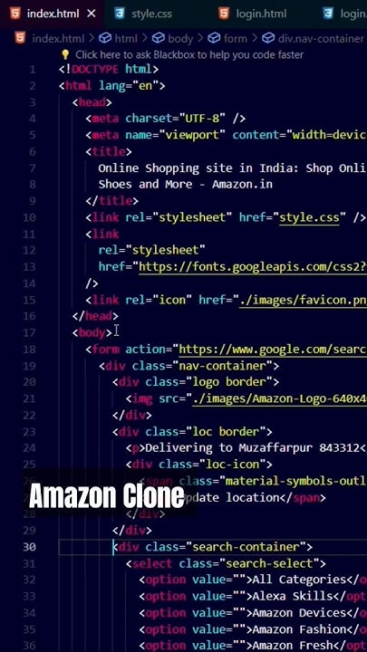 Amazon Clone| HTML | CSS #ytshorts #amazon #clone #project #webdeveloper - YouTube