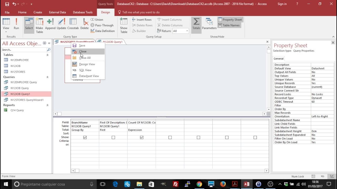 Access: create summary queries with the count option - YouTube