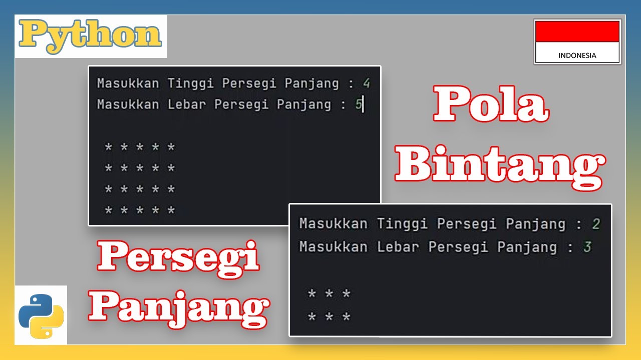 Program Python Membuat Pola Persegi Panjang Bintang - YouTube