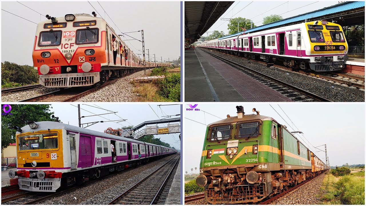 Different models of Indian EMU Local trains and two Express trains ...