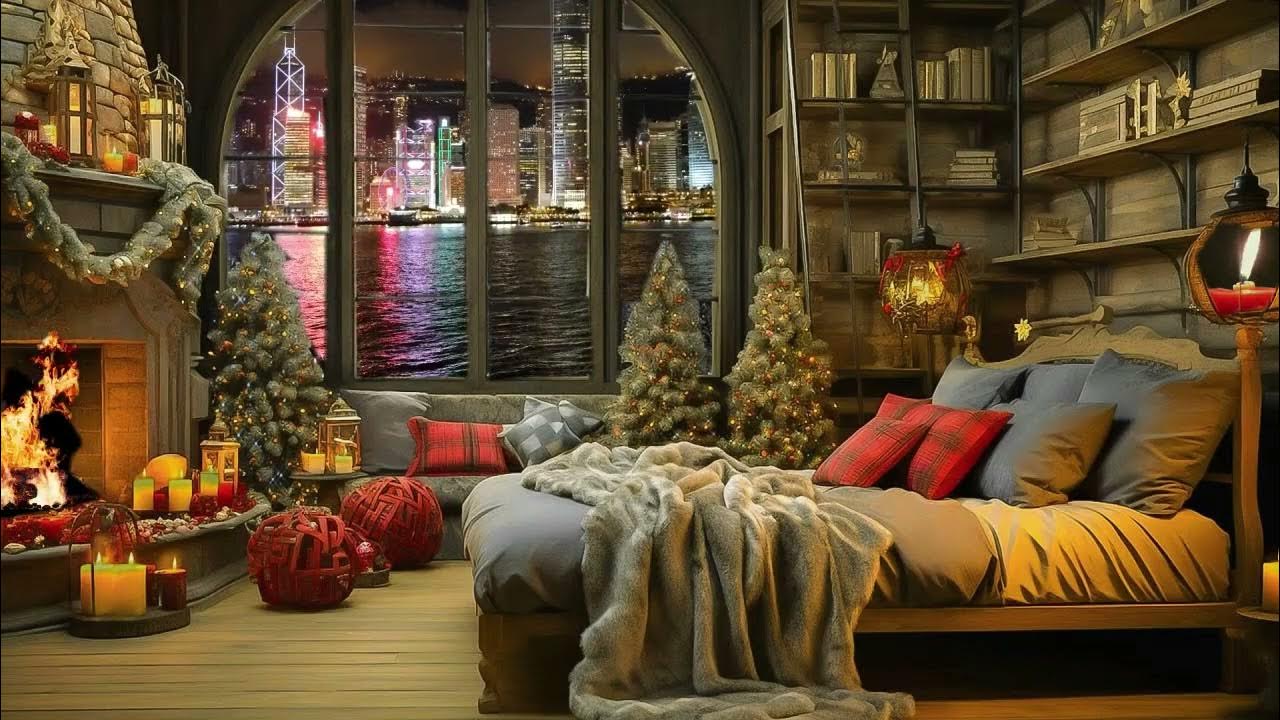 💏 Romantic Chill Lounge Cozy City Room Fireside Crackling - YouTube