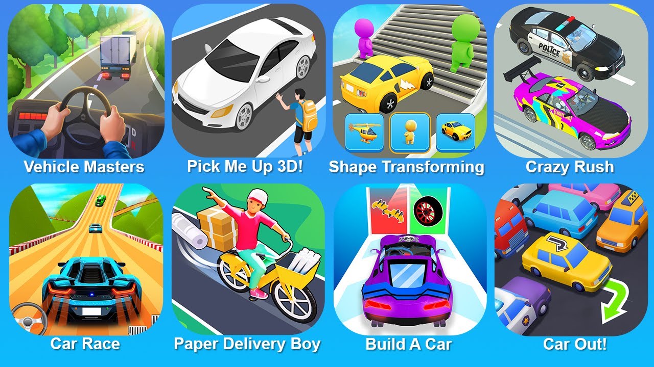 Vehicle Masters, Pick Me Up 3D!, Shape Transforming, Crazy Rush, Car ...