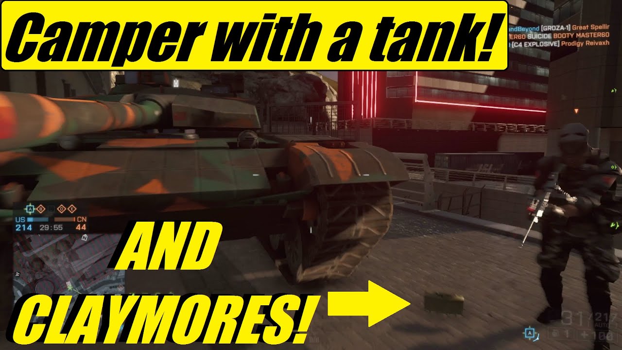 BF4 - Guy camping in corner with a tank and claymores! | I get hatemail ...