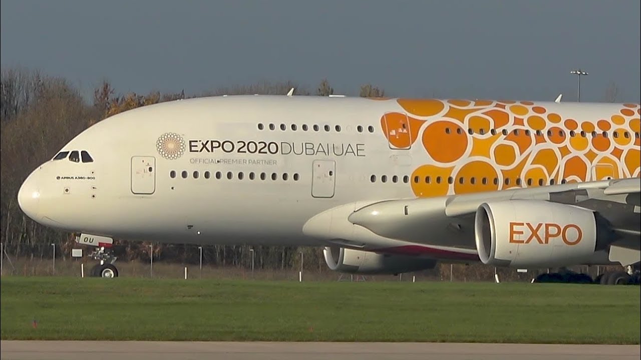 Emirates A380 (Expo 2020) Manchester Airport - YouTube