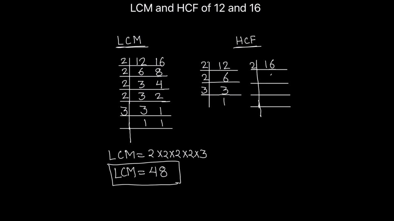 How to find the LCM and HCF of 12 and 16 / Finding LCM and HCF of two ...