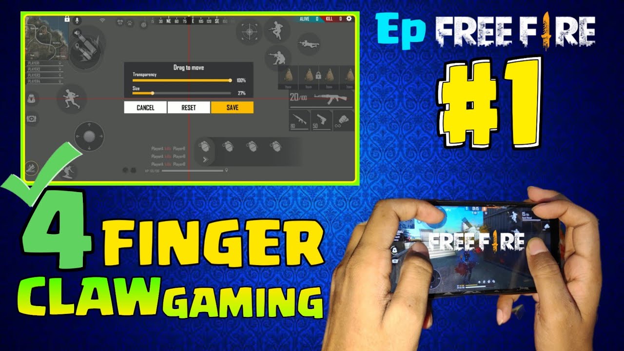 HOW TO PLAY FREE FIRE 4 FINGER CLAW , SETTING, CUSTOM HUD 2020 | 4 ...