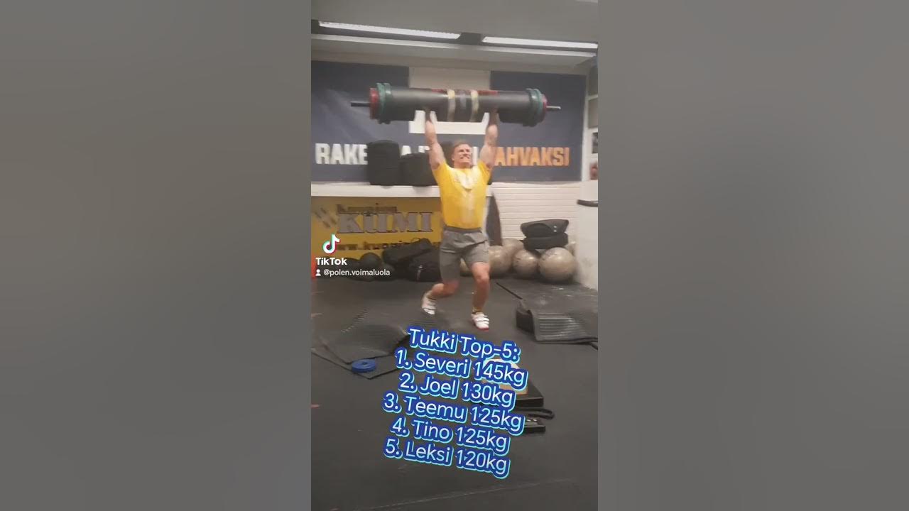 Miesten tukki Top-5: 1. Severi 145kg 2. Joel 130kg 3. Teemu 125kg 4. Tino 125kg 5. Leksi 120kg ...