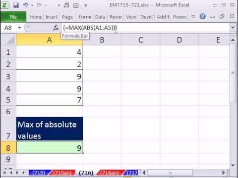 Excel Magic Trick 716: Max of Absolute Values MAX & ABS functions Array ...