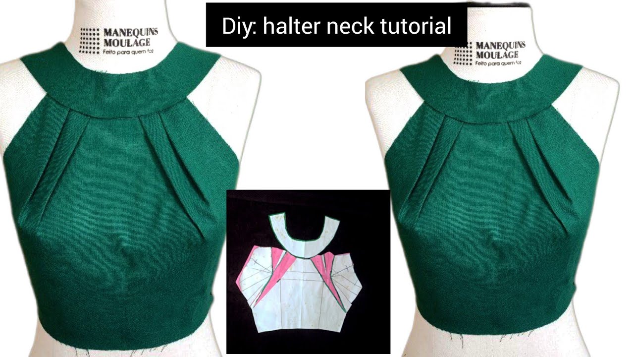 how to draft a halter neck blouse with dart manipulation design - YouTube