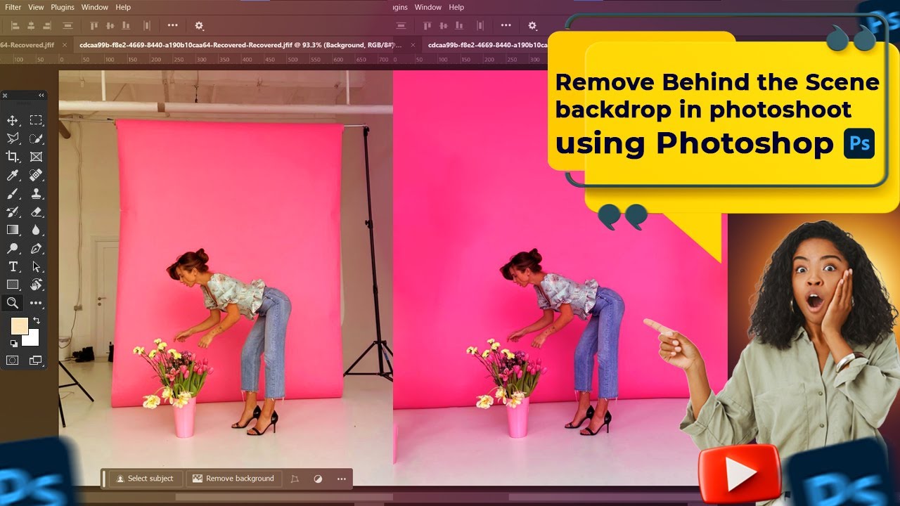 Remove Behind the Scene backdrop in photoshoot using Photoshop - YouTube
