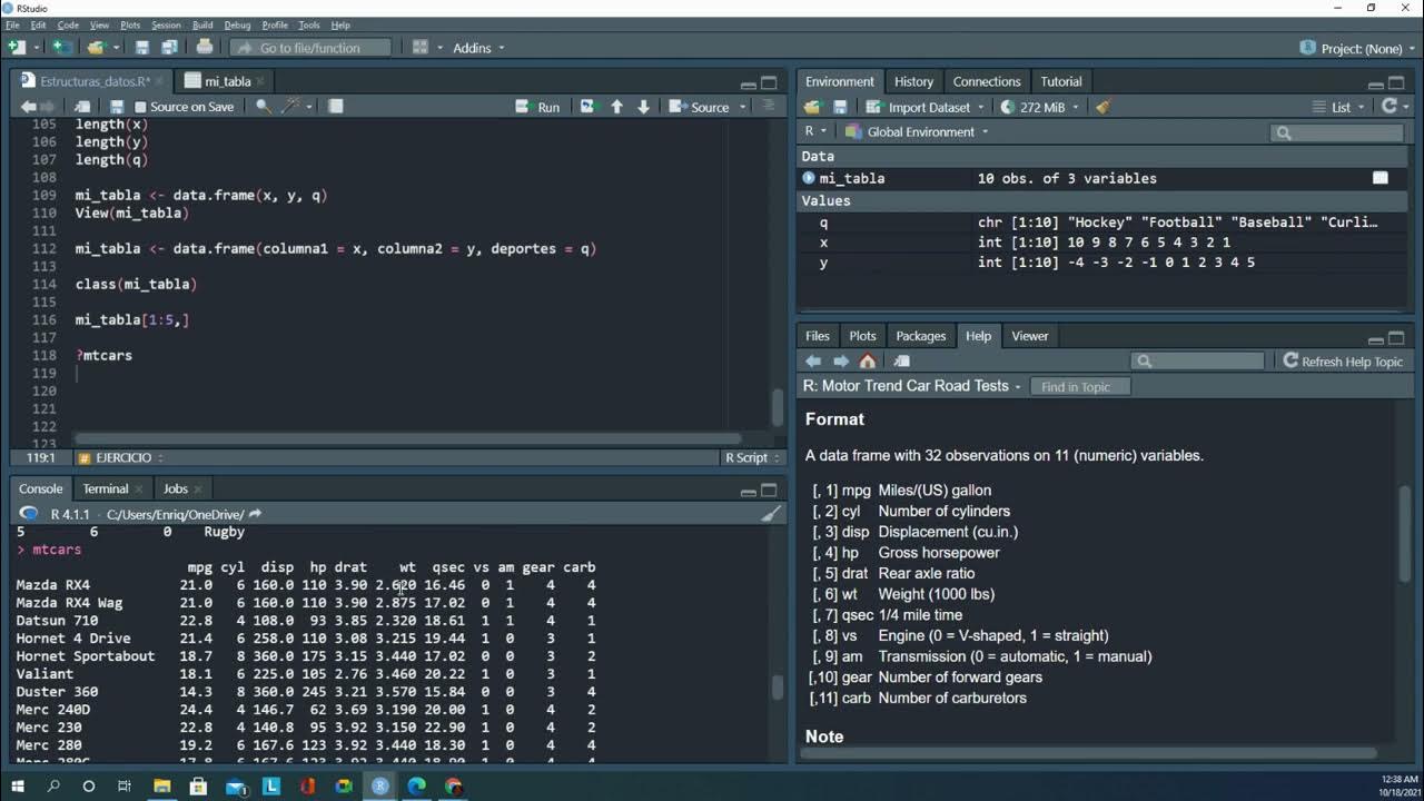 Dataframes en R programming - YouTube