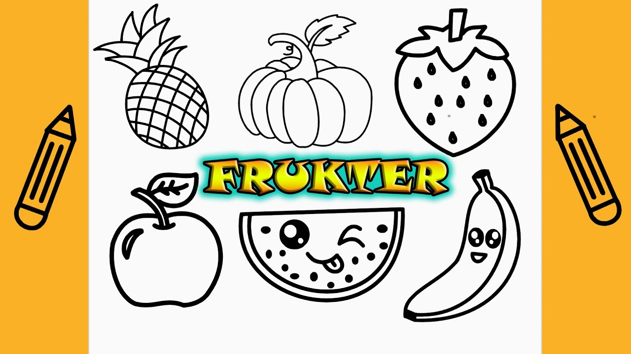COLLAGE FRUKTEKNINGGAR | Hur man ritar FRUKTER | Rita Det Själv | Lär ...