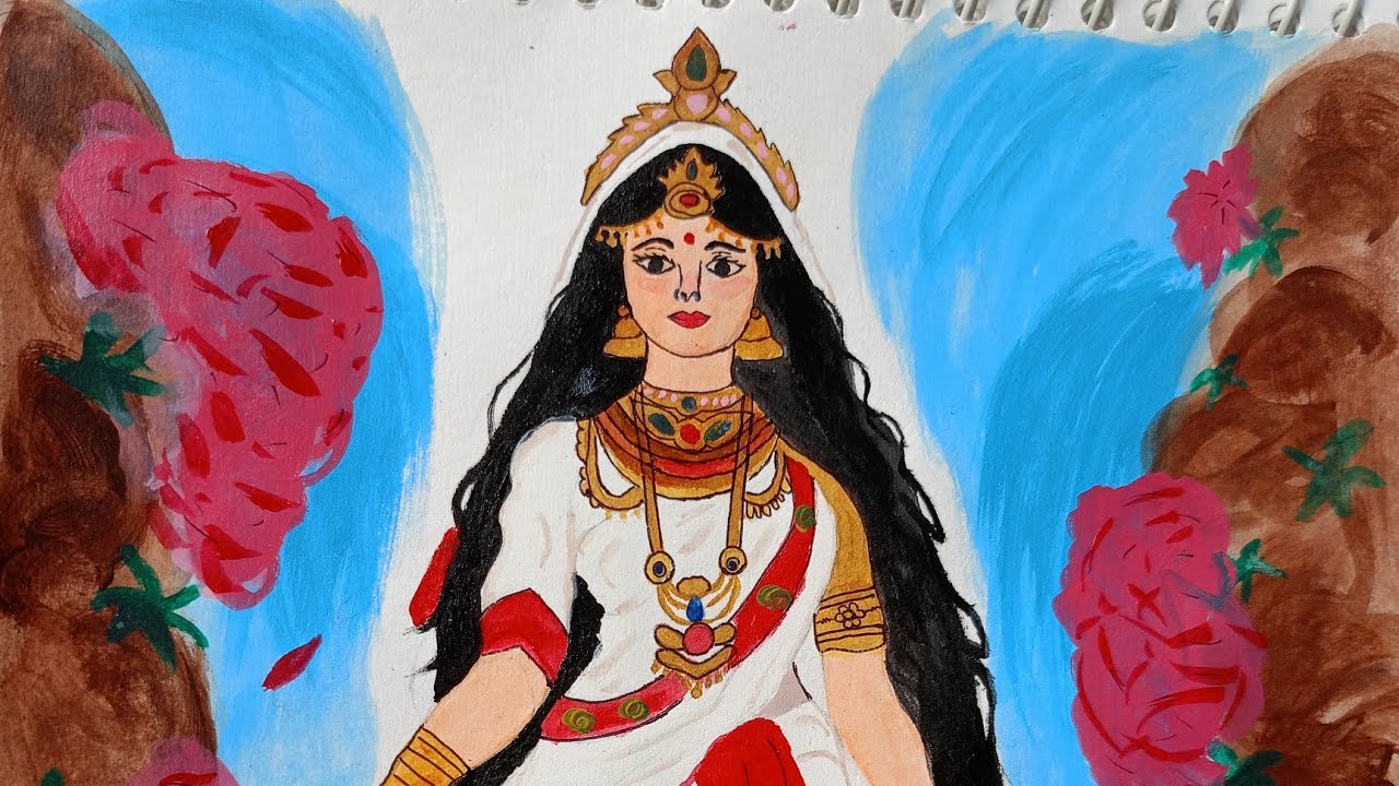 durga mata dwitiya roop brahmacharini mata 💓 @divyuarts01 - YouTube