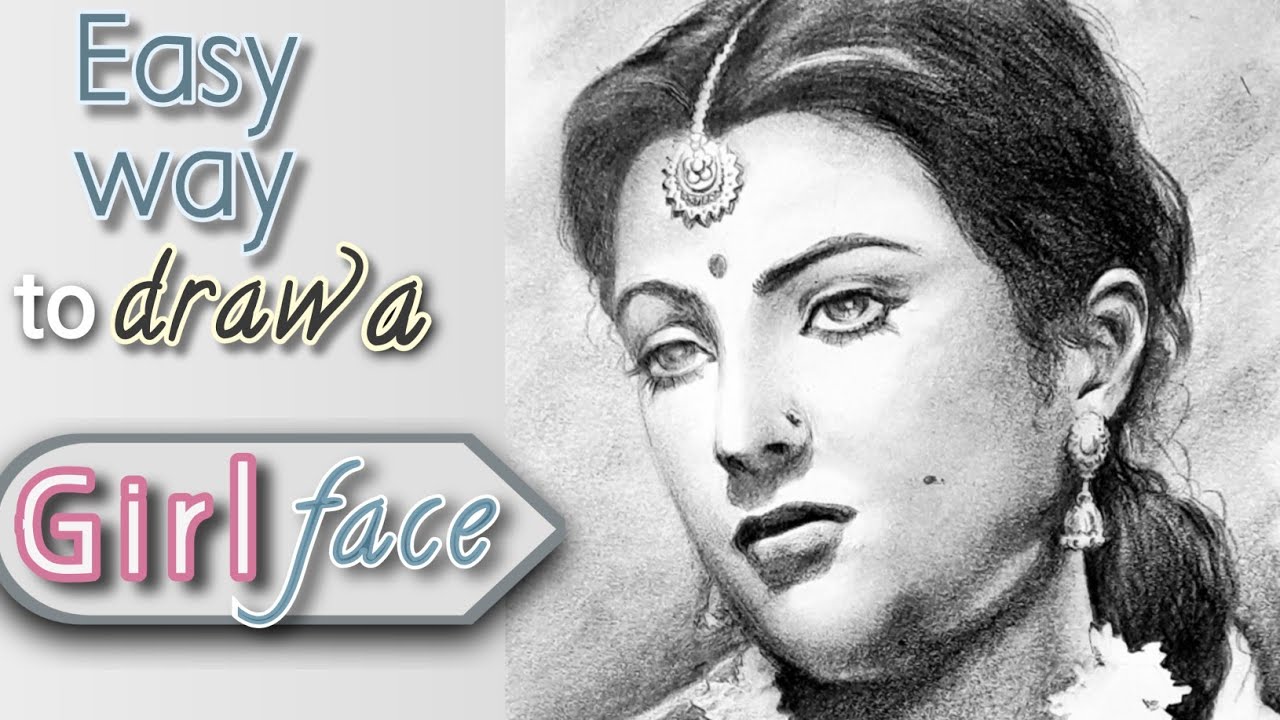 A Cute Girl Side Face Drawing Easily Steps Timelapse | Portrait Drawing ...