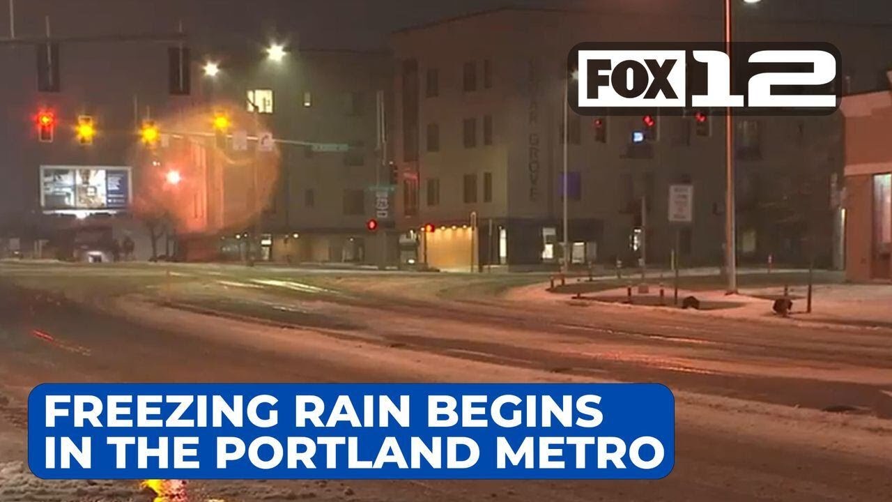 Freezing rain begins in the Portland metro - YouTube