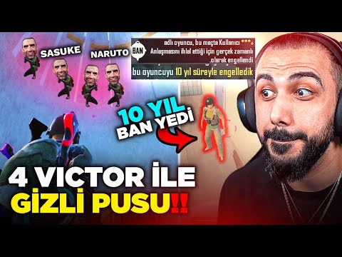 EKİPLE GALATADA 4 VİCTOR PUSUSU!! 😂 HİLE AÇTI 10 YIL CANLI BAN YEDİ!! | PUBG MOBILE