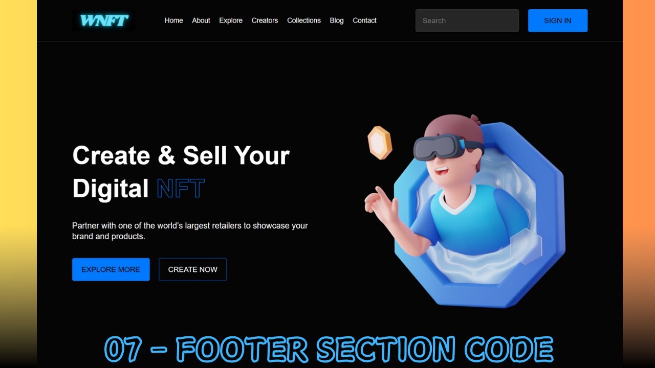 Building a Responsive WEB3 NFT Website with HTML CSS & JavaScript with Source Code | Footer ...