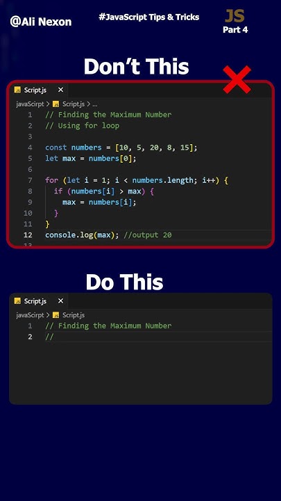 JavaScript Tips and Tricks Finding Max Number in an Array (Long vs Short way) Part_4 - YouTube