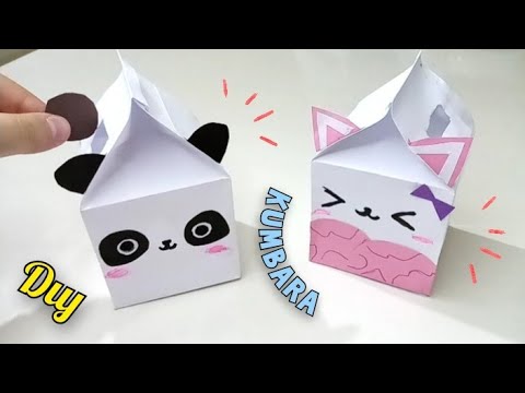 SEVİMLİ SÜT KUTUSU KUMBARA YAPIMI 🤩 KAĞITTAN ORİGAMİ SÜT KUTUSU KUMBARA YAPIMI |KAĞITTAN YAPIMLAR