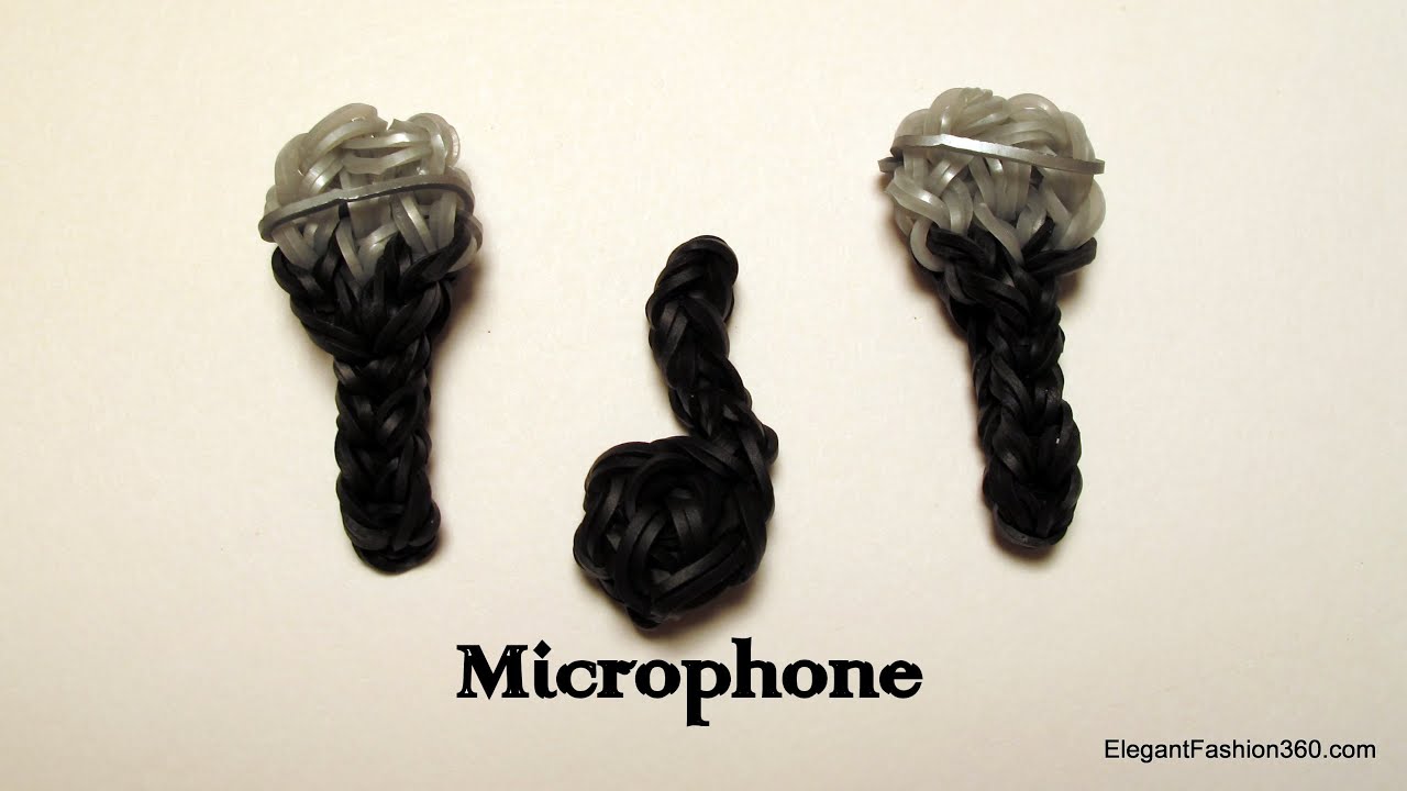 How to make Microphone charm on Rainbow Loom - Music Series - YouTube