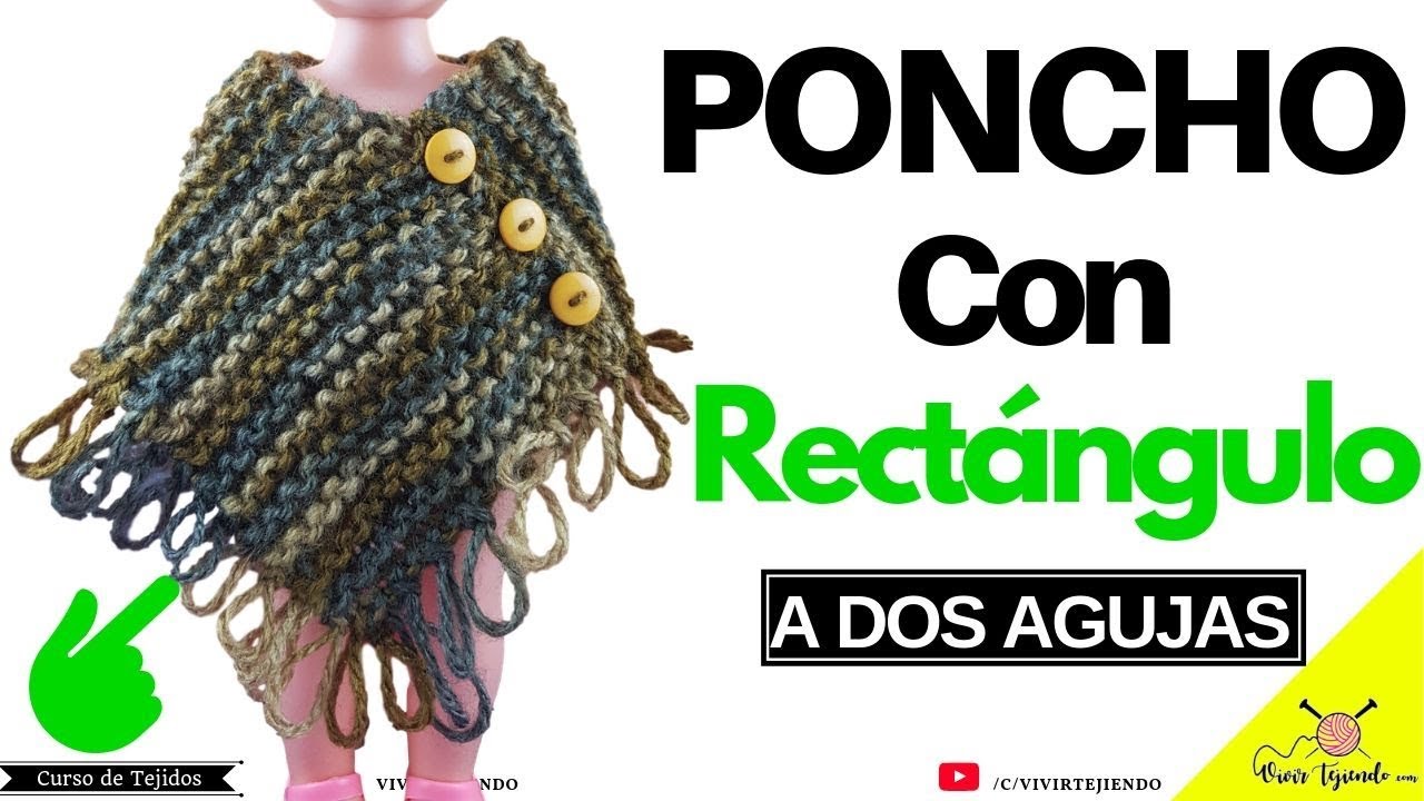 Tejiendo Poncho con 1 rectángulo a dos Agujas | Tejidos a dos agujas ...