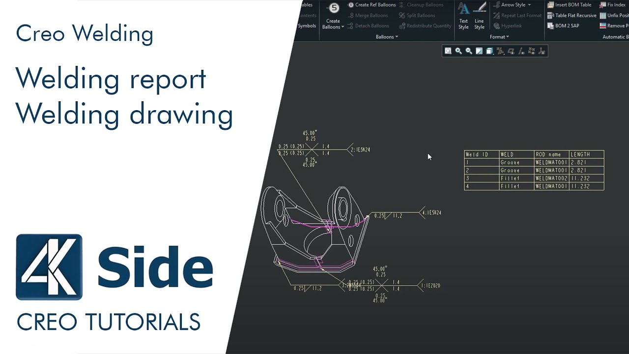 Creo Welding tutorial: How to create Welding report - How to create Welding drawing - YouTube