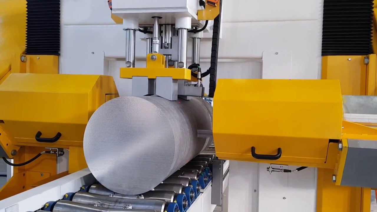 High speed cutting aluminum logs and billets - YouTube