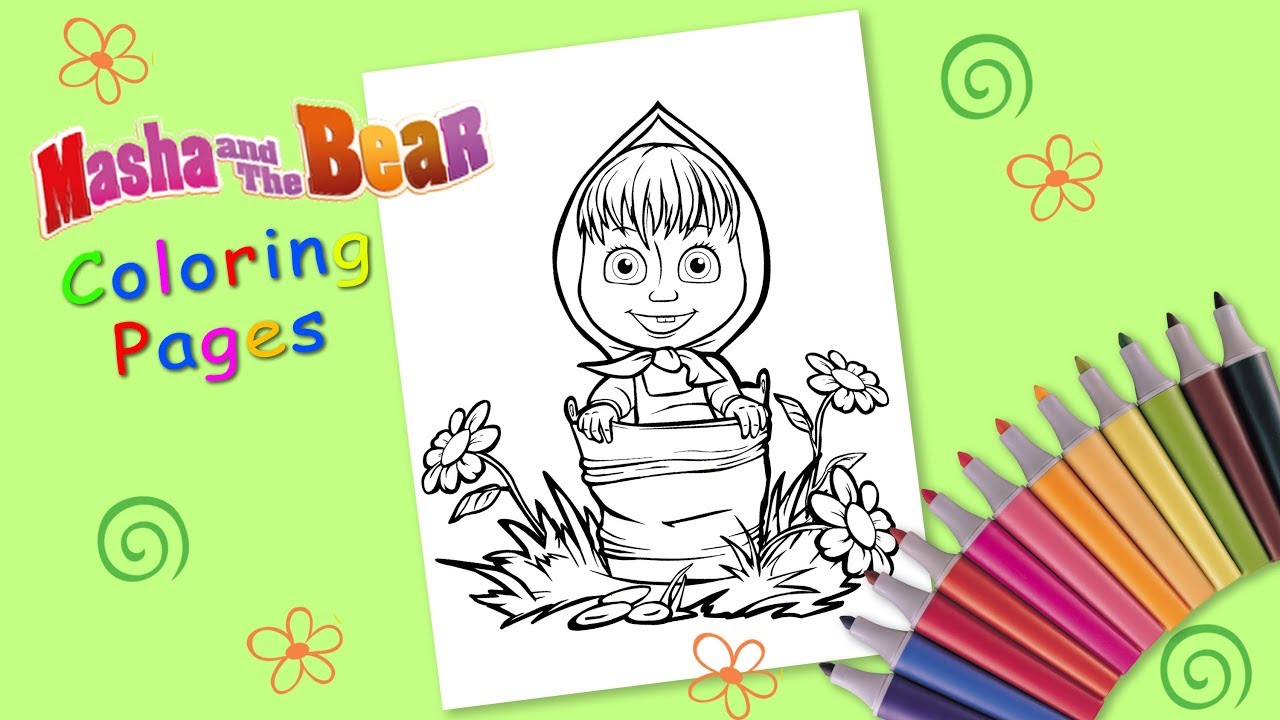 Coloring Masha and the bear. Coloring Masha for kids. - YouTube
