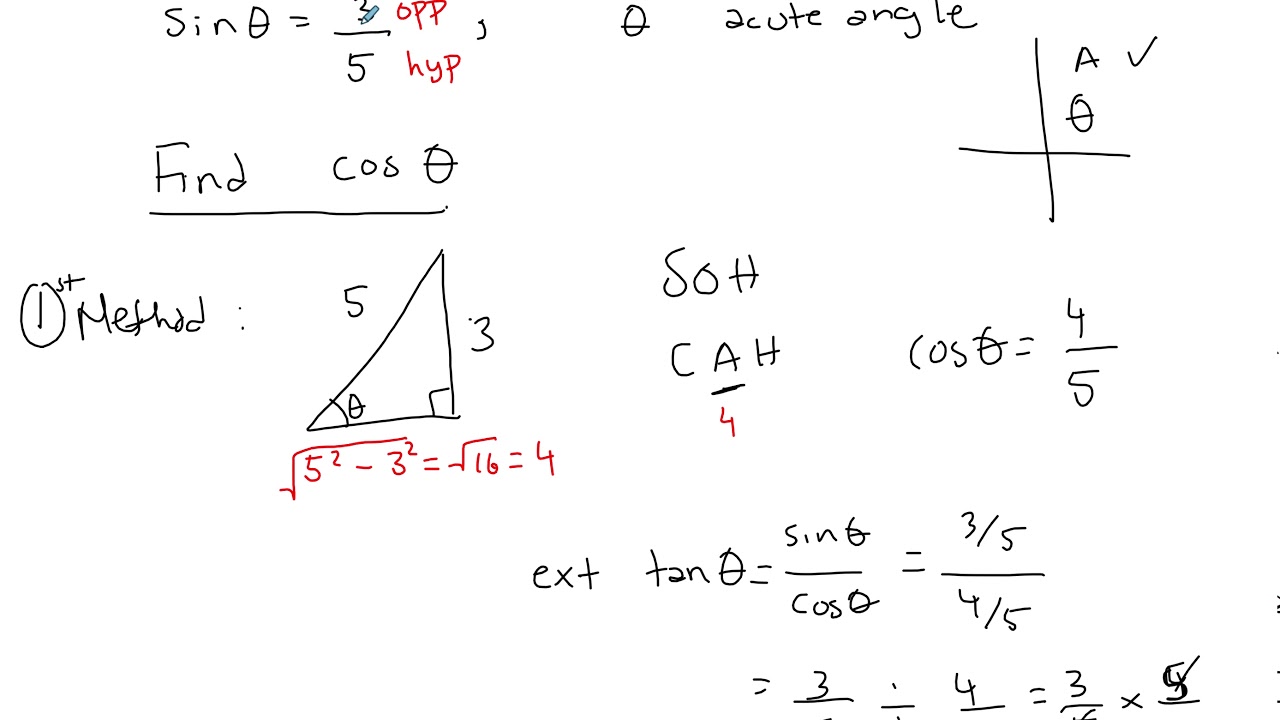Find cosine when given sine value only - YouTube
