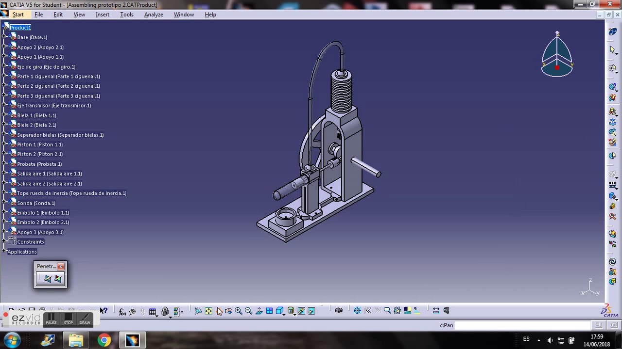 Stirling engine animation Catia v5 - YouTube