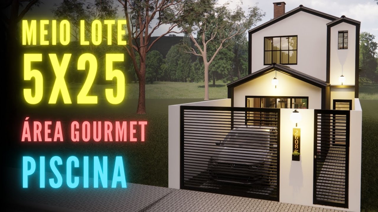 PLANTA DE CASA MEIO LOTE 5X25 | SOBRADO COM 2 QUARTOS | SUÍTE, COZINHA ...