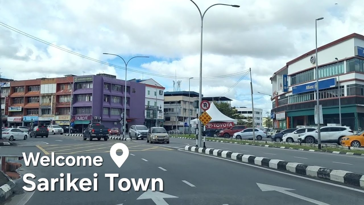 Sarawak Sarikei Town🌼Known as Bandar Nenas Pineapple Town💖Driving ...