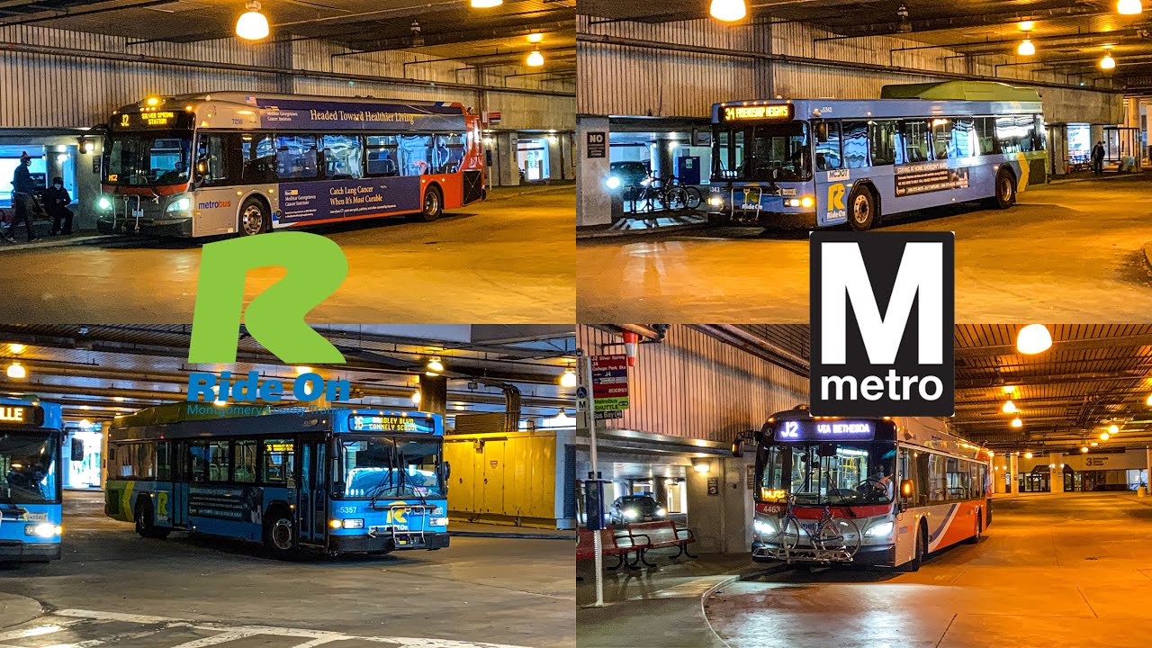 Montgomery County Transit Ride On and WMATA Bus Compilation at Bethesda ...