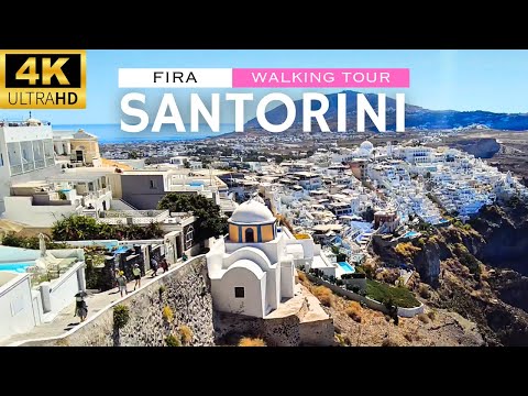 Fira Walking Tour | Santorini, Greece [4K]