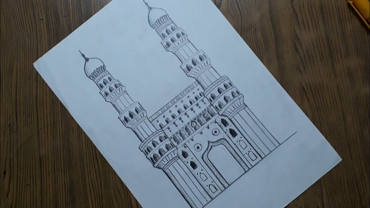 How to draw Charminar step by step so easy - YouTube
