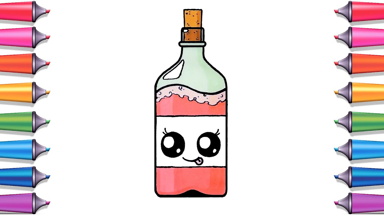 How to draw a cute wine bottle step by step - YouTube