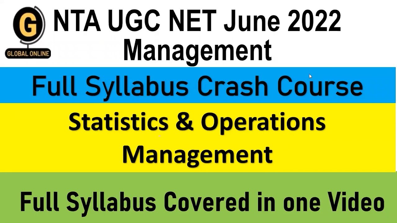 UGC NET 2022 Management | Statistics & Operations Management|| Full ...