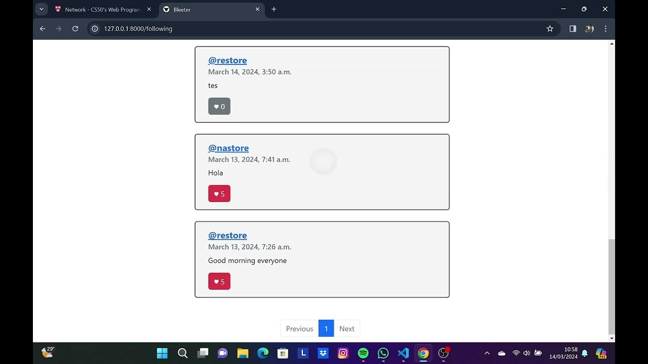 CS50W Network Project 4 - YouTube