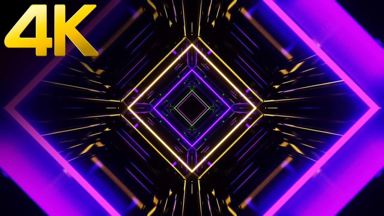 4K Abstract OLED Neon Square Tunnel Metallic Color Screensaver Video ...