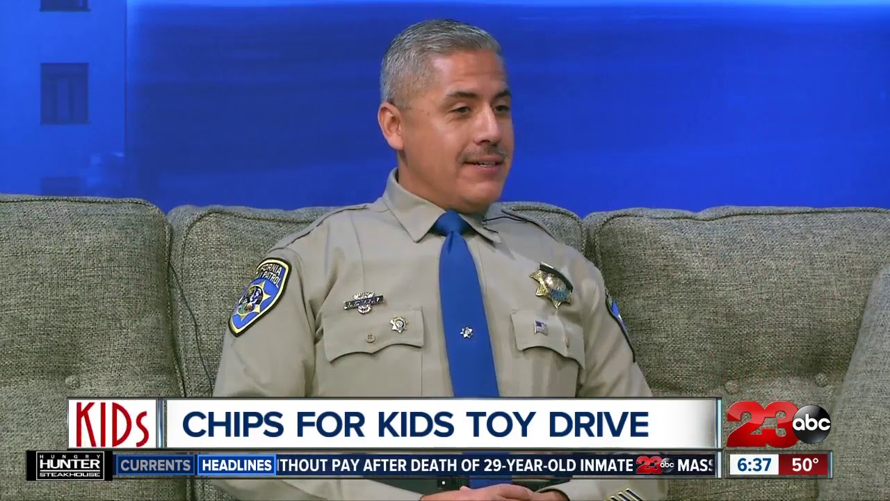 CHP Collecting Items for 10th Annual Chips for Kids Toy Drive - YouTube