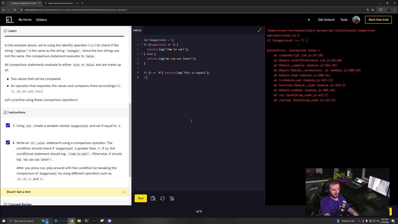 Intro to Javascript: Comparison Operations - YouTube