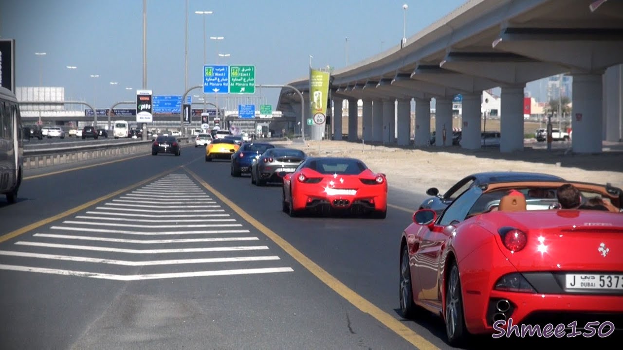 Ferrari Club Dubai Departures - GTO, FF, 458, California etc! - YouTube