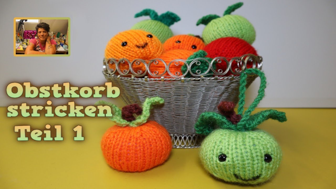 DIY, kleine Strickidee, Äpfel und Mandarinen, als Schlüsselanhänger ...