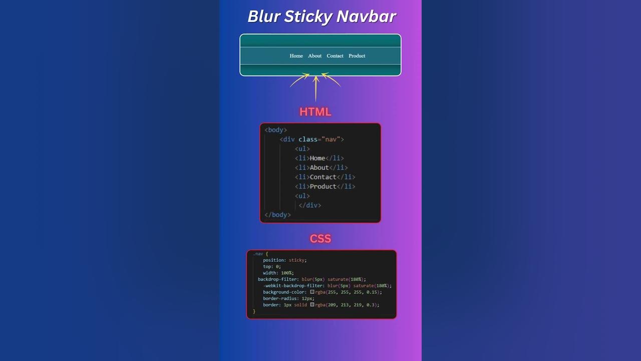 Blur Sticky Navbar Using Css🔥shorts Html Html5 Htmlcss Css Csstricks Cssanimation 