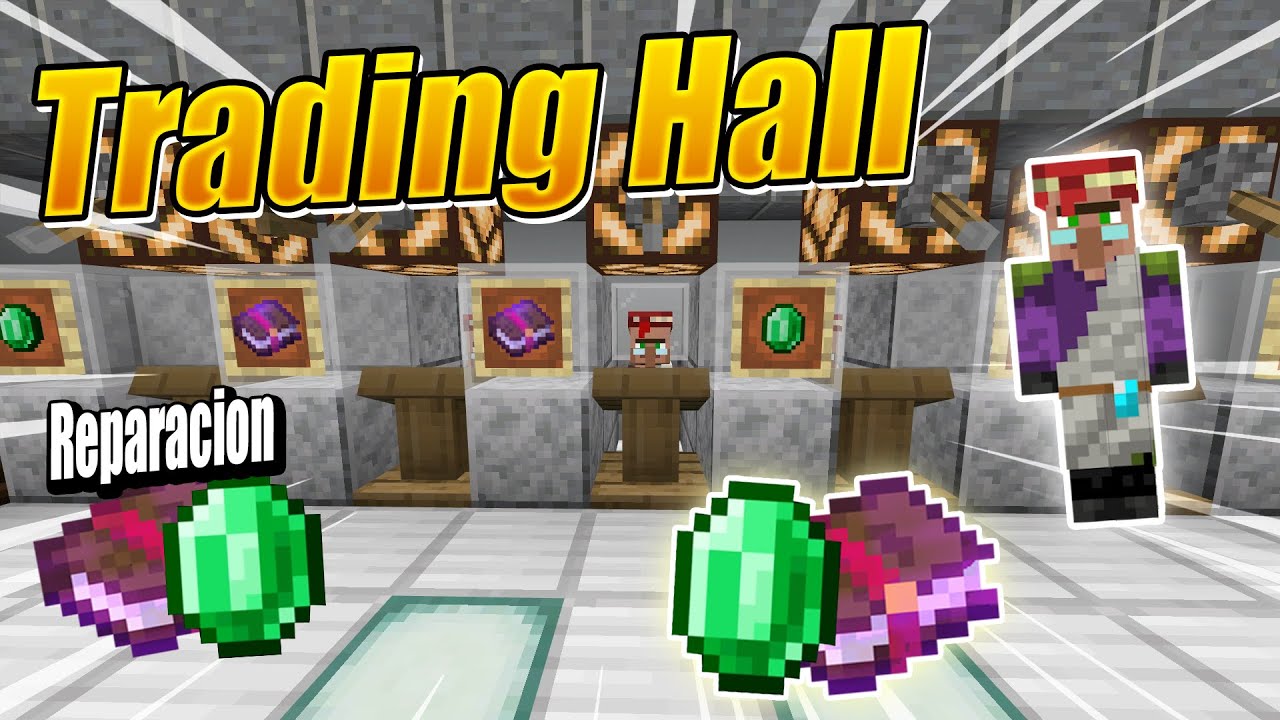 Minecraft bedrock: Trading Hall / Zona de Comercio - YouTube