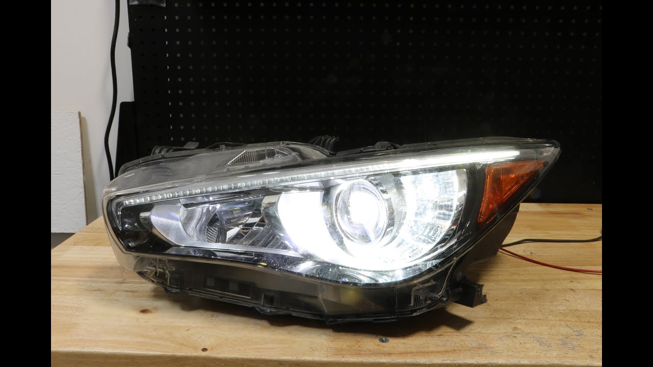 How to test a 2014-2017 Infiniti Q50 OEM LED Headlight - YouTube