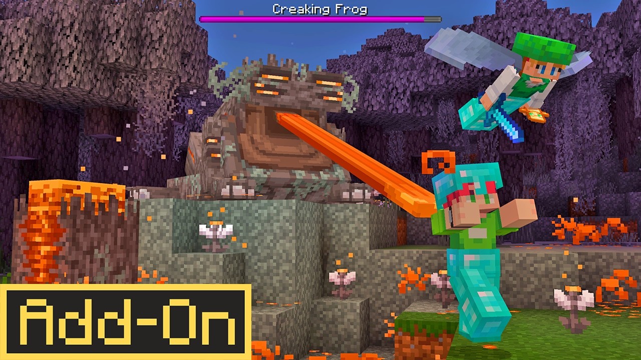 BOSSES+ 1.3 ADDON: Creaking Frog & Mammoth are INSANE in Minecraft Bedrock Survival - YouTube