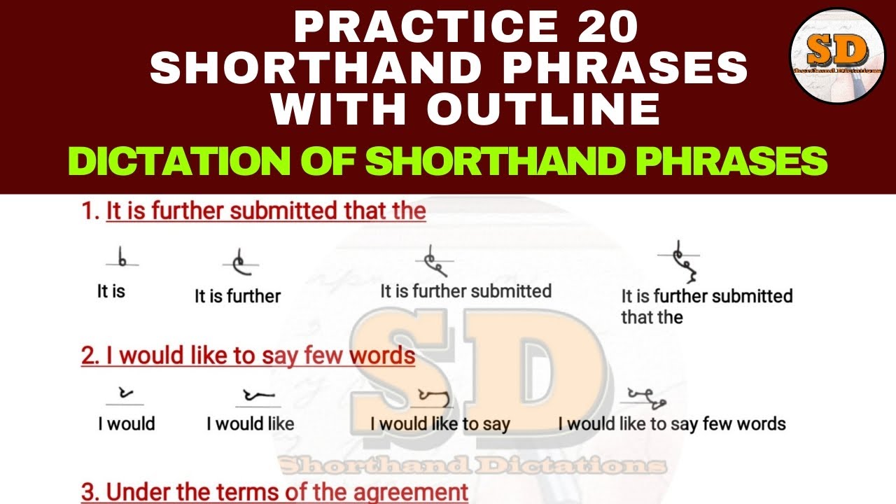 Practice 20 Shorthand Phrases | Shorthand Dictations | Advanced Phrases ...